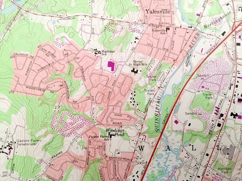 Antique Wallingford Connecticut 1967 US Geological Survey - Etsy