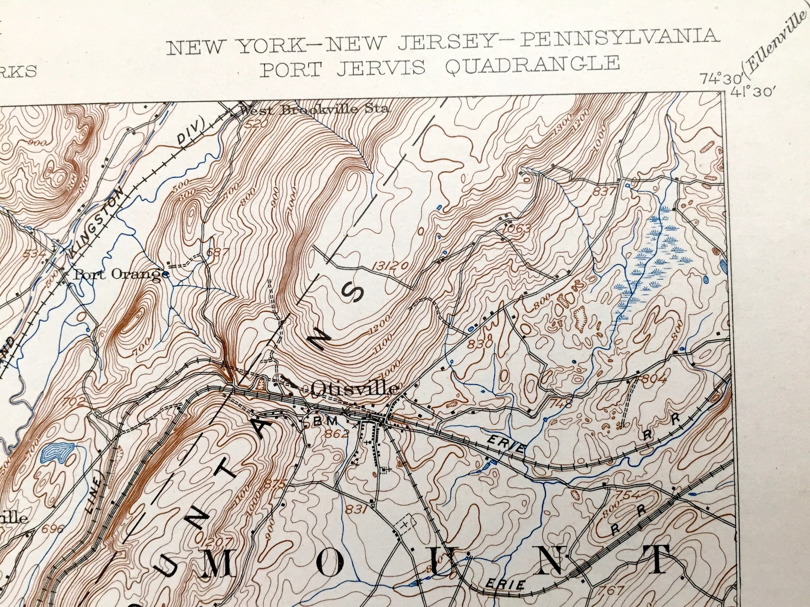 Antique Port Jervis New York 1908 Us Geological Survey Etsy