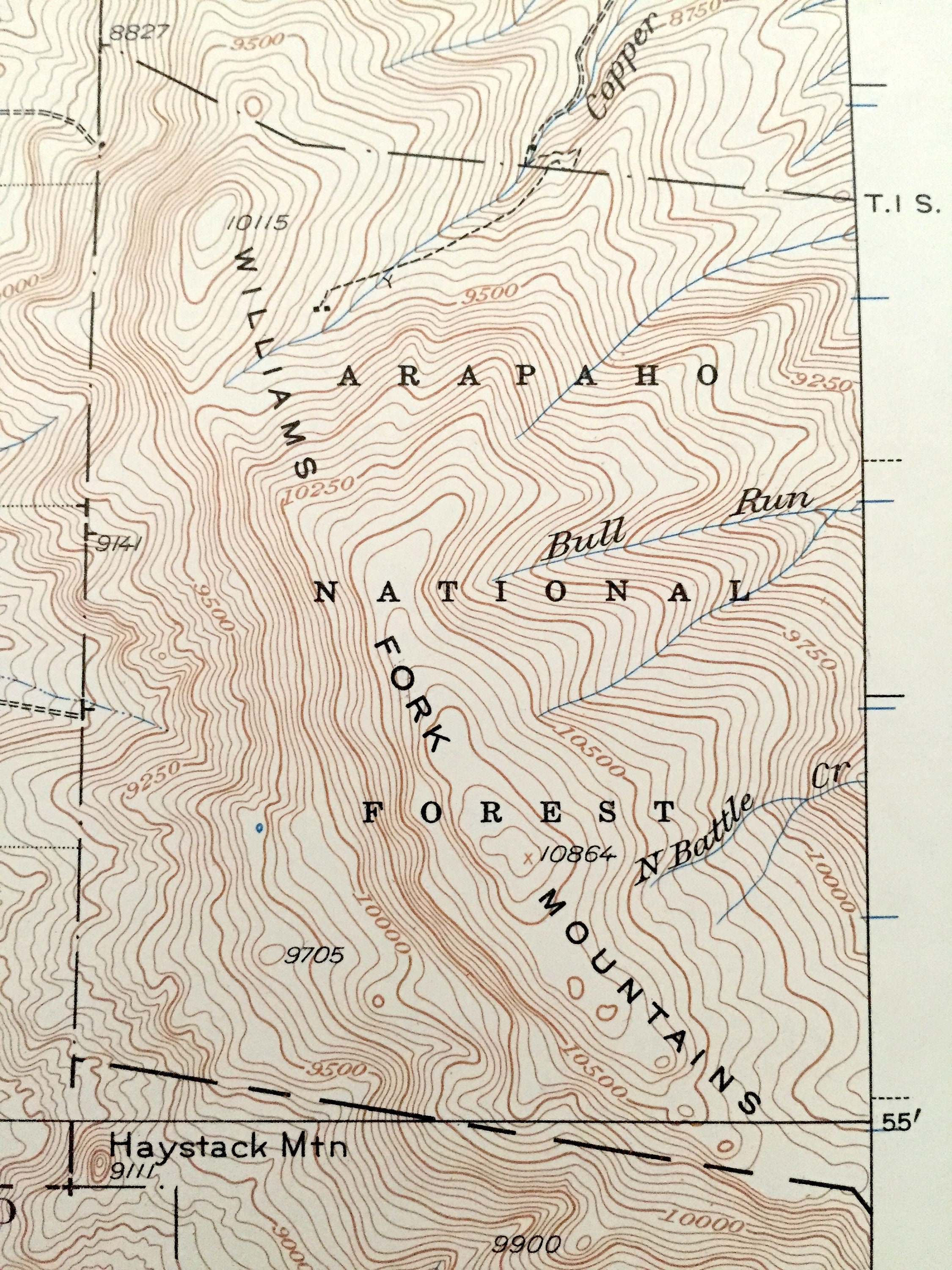 Antique Mt. Powell, Colorado 1933 US Geological Survey Topographic Map ...