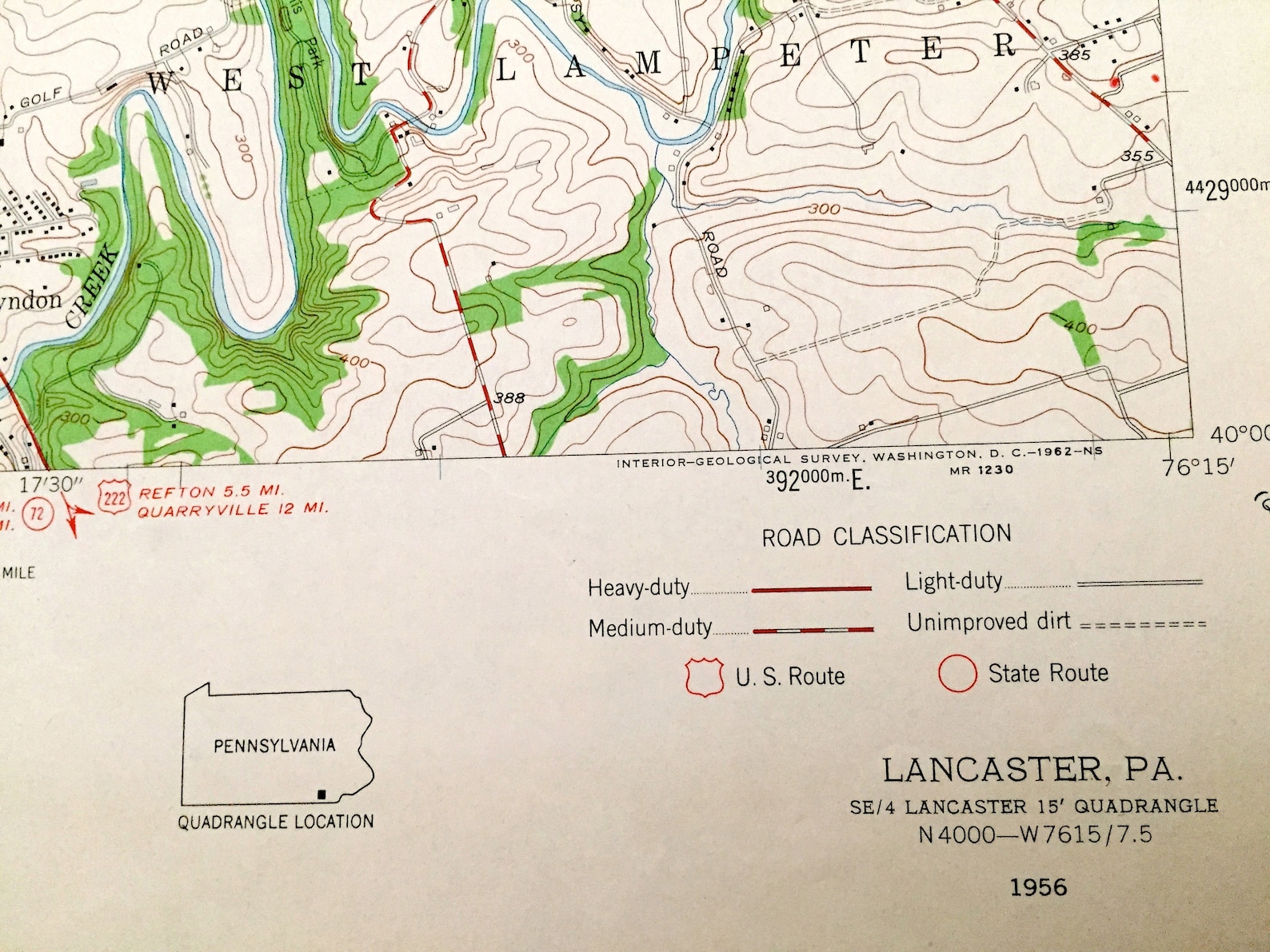 Antique Lancaster Pennsylvania 1956 US Geological Survey | Etsy