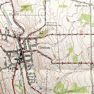 Antique Groton, New York 1942 US Geological Survey Topographic Map ...