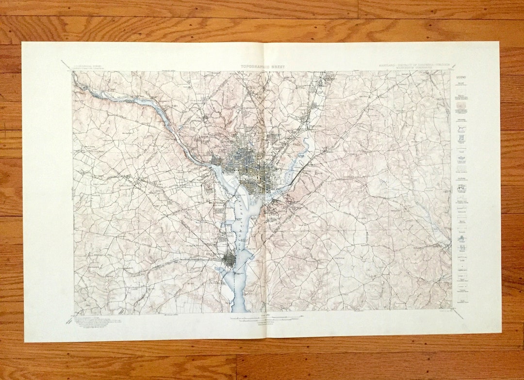 Antique Washington, DC 1900 US Geological Survey Topographic Map ...
