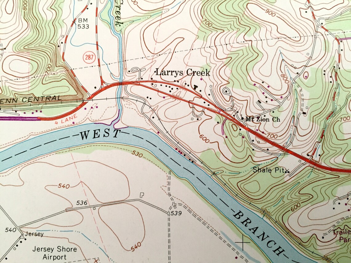 Antique Linden, Pennsylvania 1965 US Geological Survey Topographic Map ...