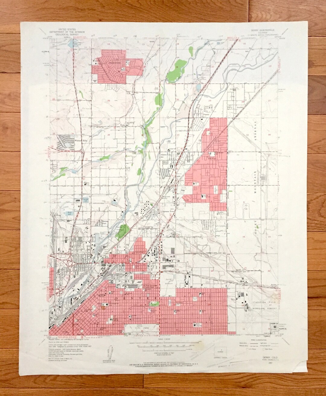 Antique Denver, Colorado 1957 US Geological Survey Topographic Map ...