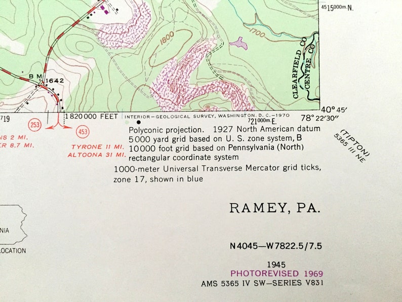 Antique Ramey Pennsylvania 1945 US Geological Survey | Etsy