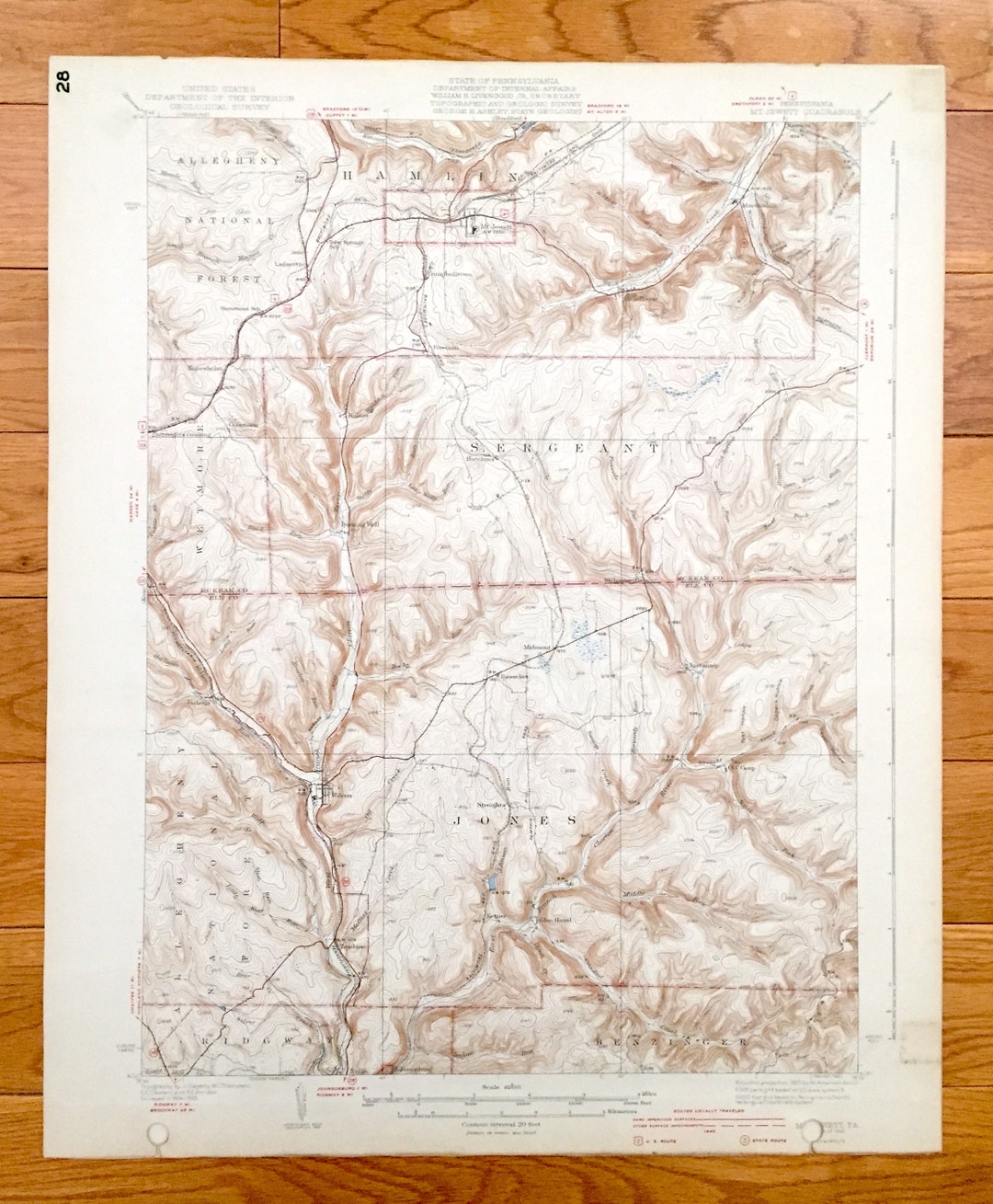 Antique Mount Jewett, Pennsylvania 1940 US Geological Survey ...