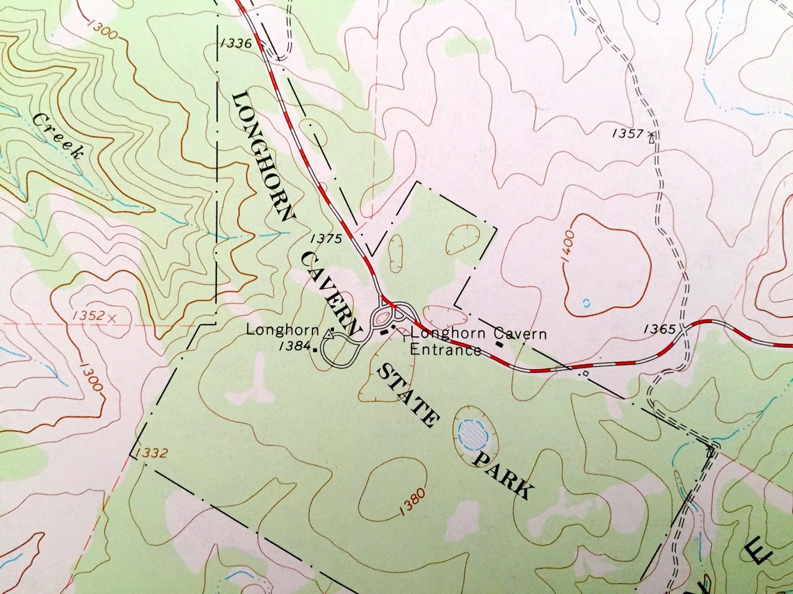 Antique Longhorn Cavern, Texas 1967 US Geological Survey Topographic ...