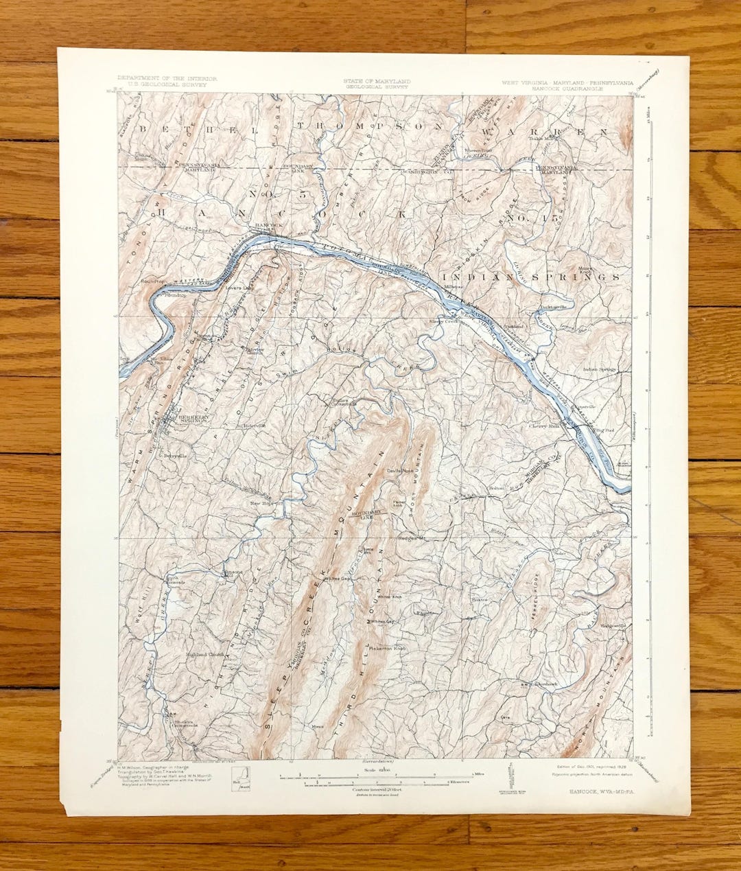 Antique Berkeley Springs, West Virginia 1901 US Geological Survey ...
