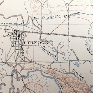 Antique Chinook, Montana 1904 US Geological Survey Topographic Map ...