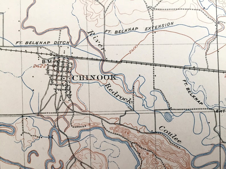 Antique Chinook Montana 1904 US Geological Survey Topographic - Etsy