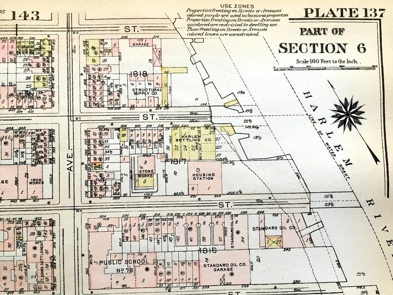 Antique Manhattan, New York City Map From Bromley's 1925 Manhattan Land ...