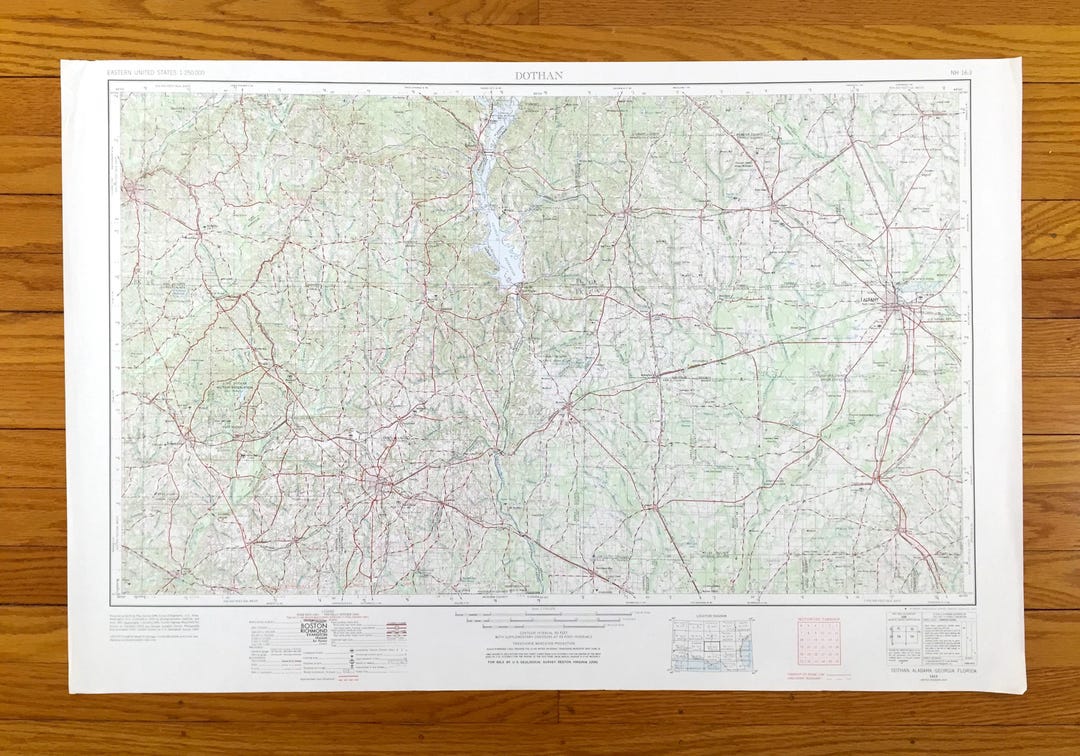 Antique Dothan, Alabama 1953 US Geological Survey Topographic Map ...