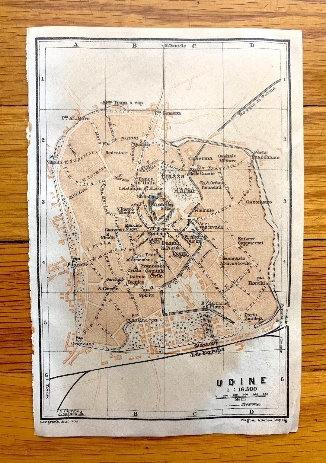 Antique 1913 Udine, Italy Map From Baedekers Guide – Friuli-venezia ...