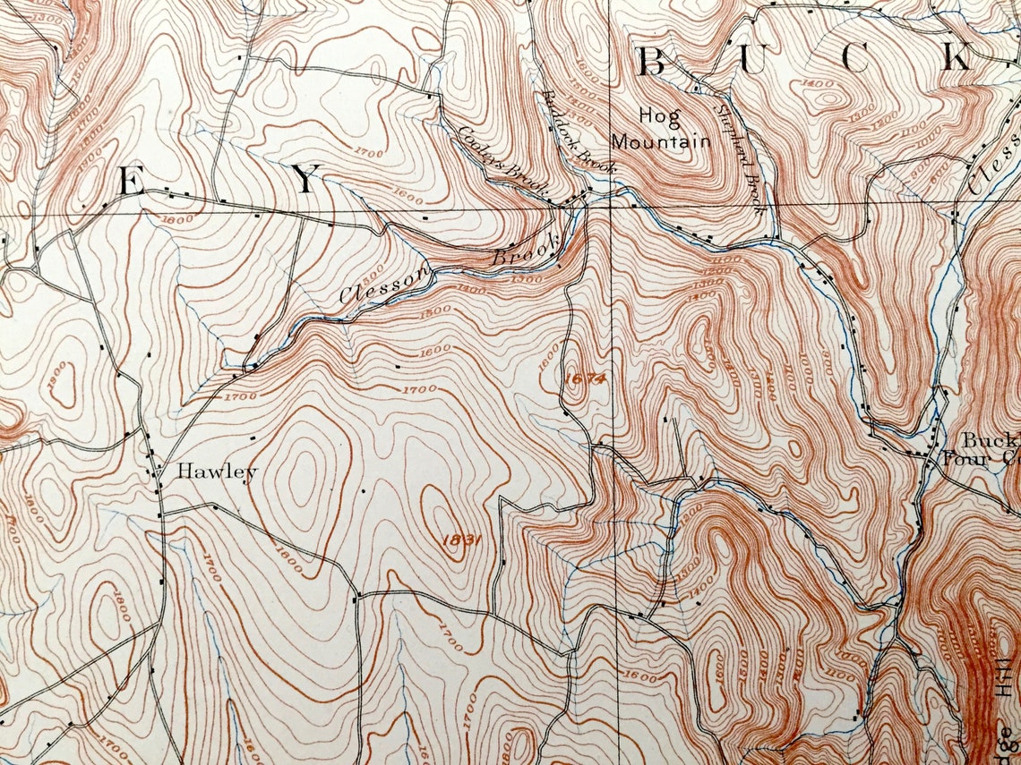 Antique Hawley Massachusetts 1894 US Geological Survey | Etsy