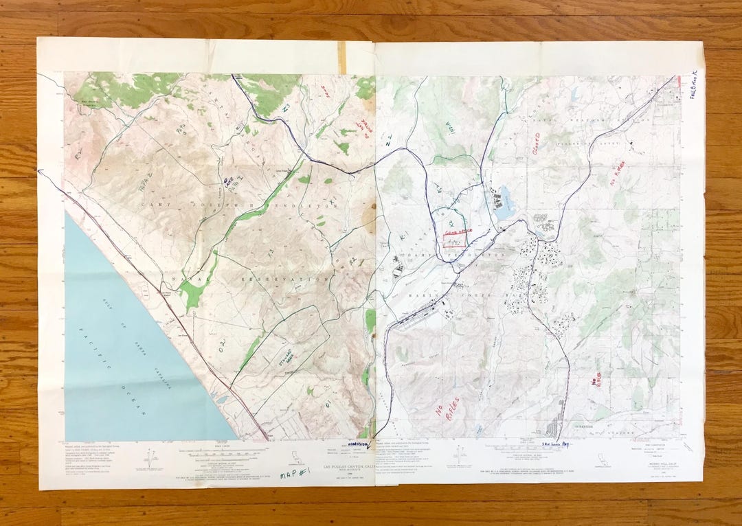 Antique Camp Pendleton Marine Corps Base, California 1948 US Geological ...