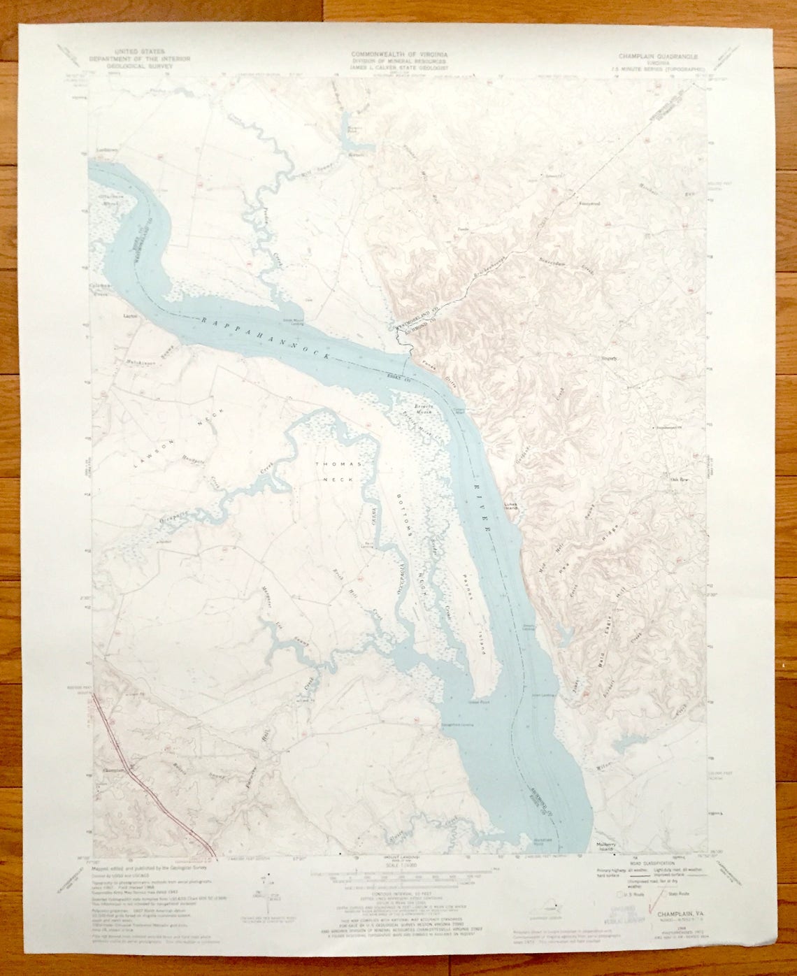 Antique Champlain, Virginia 1968 US Geological Survey Topographic Map ...