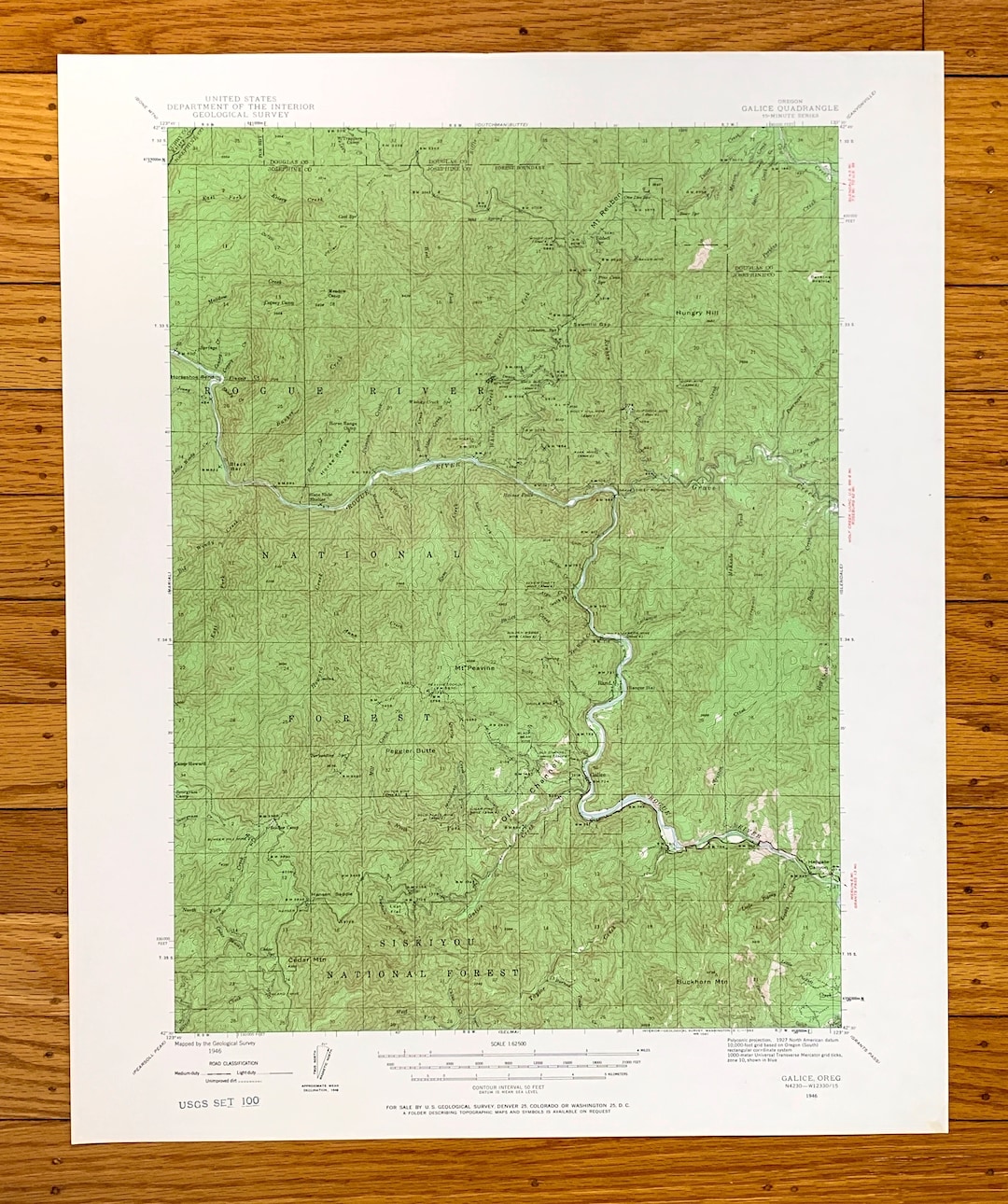 Antique Galice, Oregon 1946 US Geological Survey Topographic Map ...