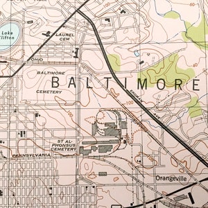 Antique Baltimore East, Maryland 1953 US Geological Survey Topographic ...