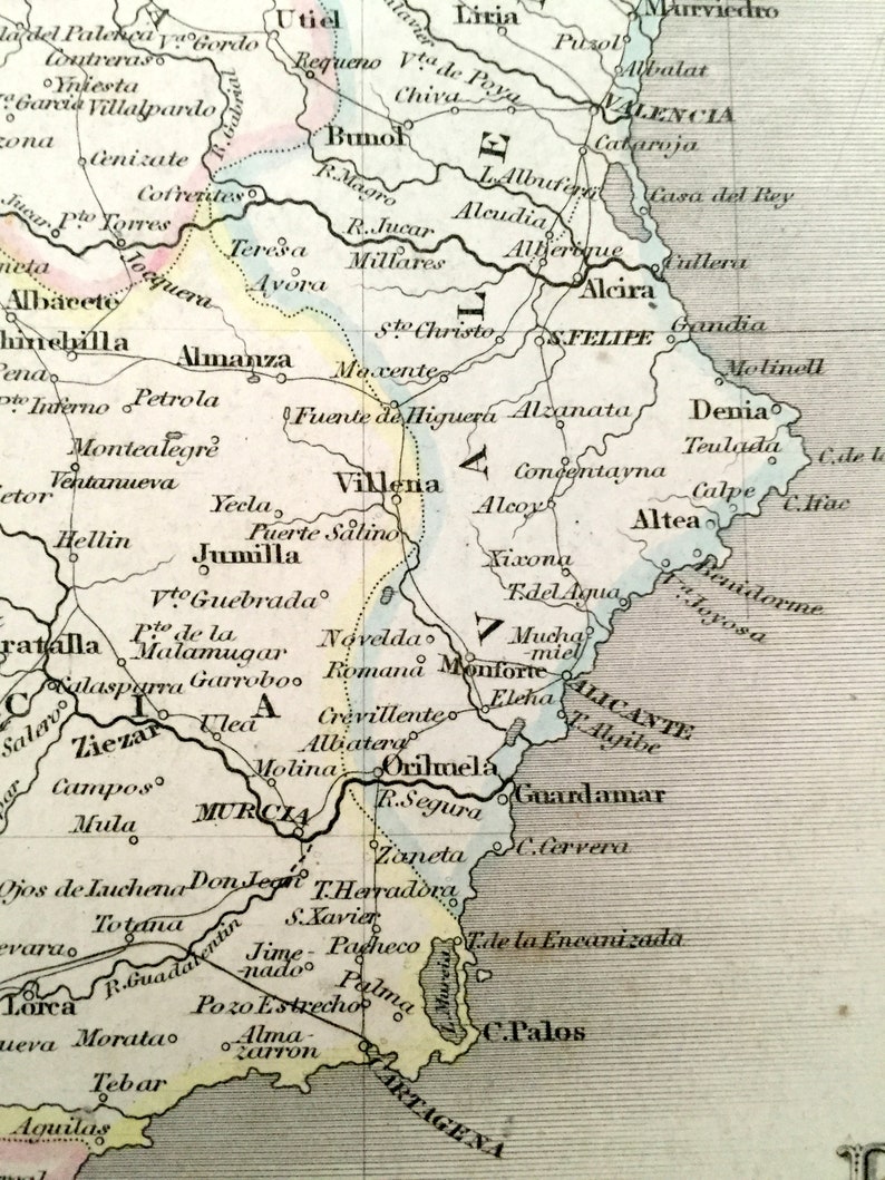 Antique 1848 Spain & Portugal Map From Betts Family Atlas - Etsy