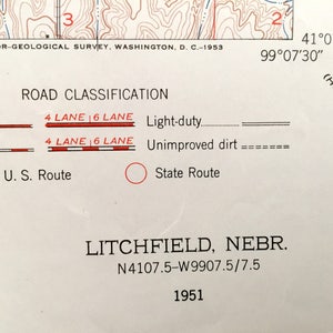 Antique Litchfield, Nebraska 1951 US Geological Survey Topographic Map ...
