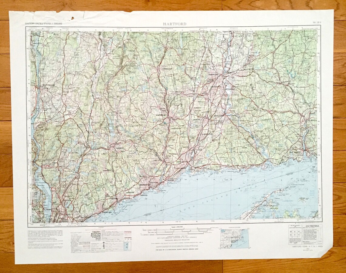 Antique Connecticut 1962 US Geological Survey Topographic Map - Etsy