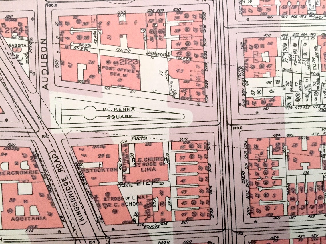 Antique Manhattan, New York City Map From Bromley's 1955 Manhattan Land ...