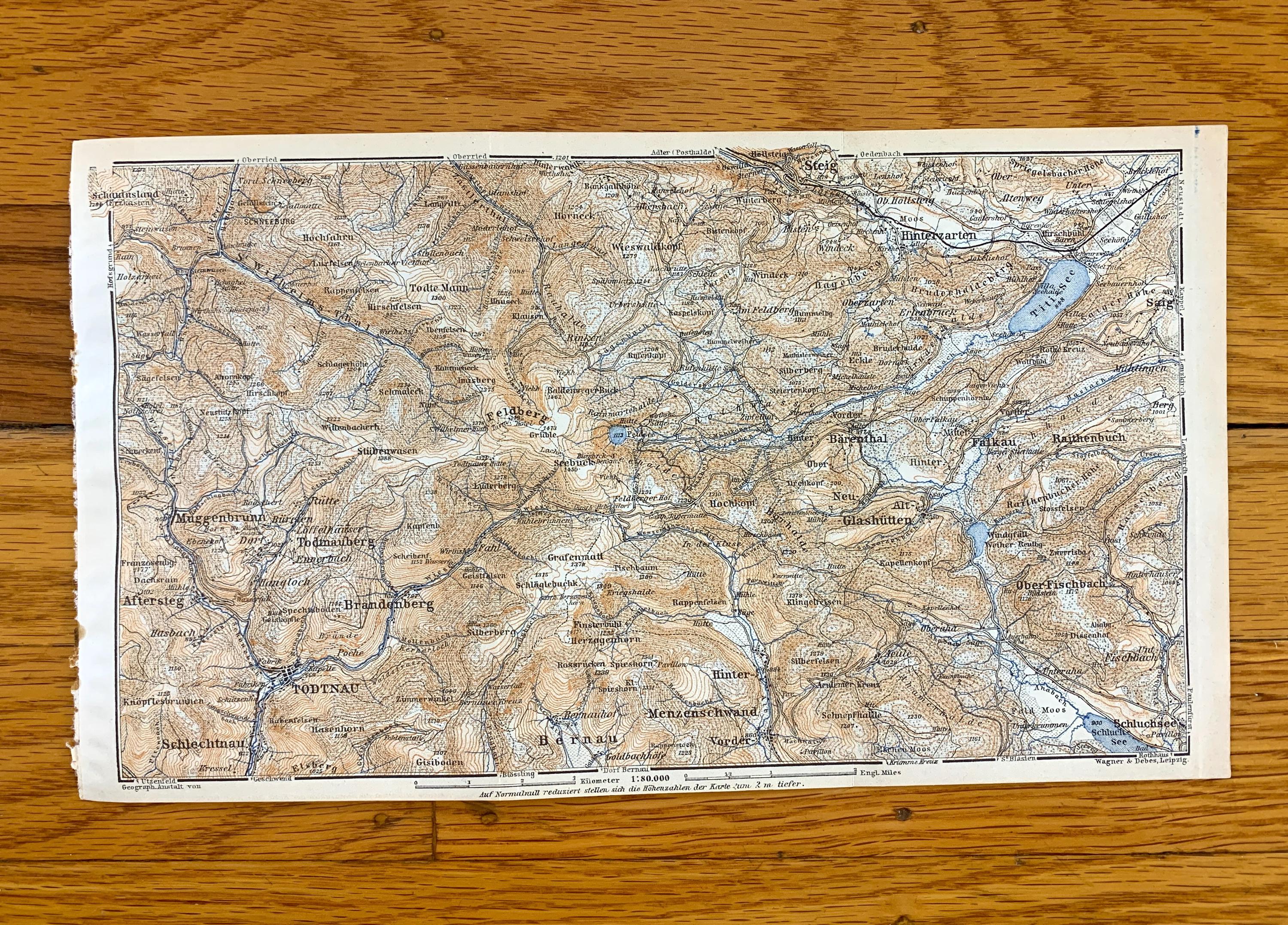 Antique 1911 Todtnau, Germany Map From Baedekers Guide Atlas – Baden ...