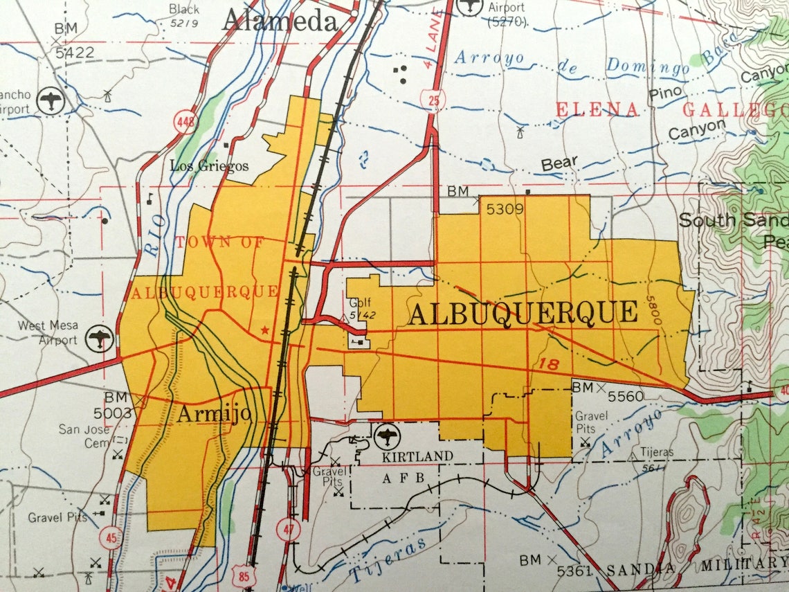 Antique Albuquerque New Mexico 1963 US Geological Survey | Etsy