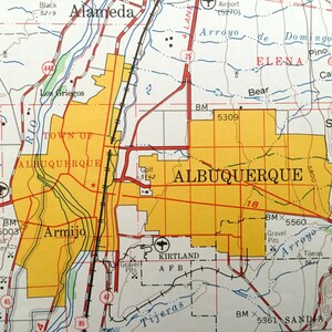 Antique Albuquerque, New Mexico 1963 US Geological Survey Topographic ...