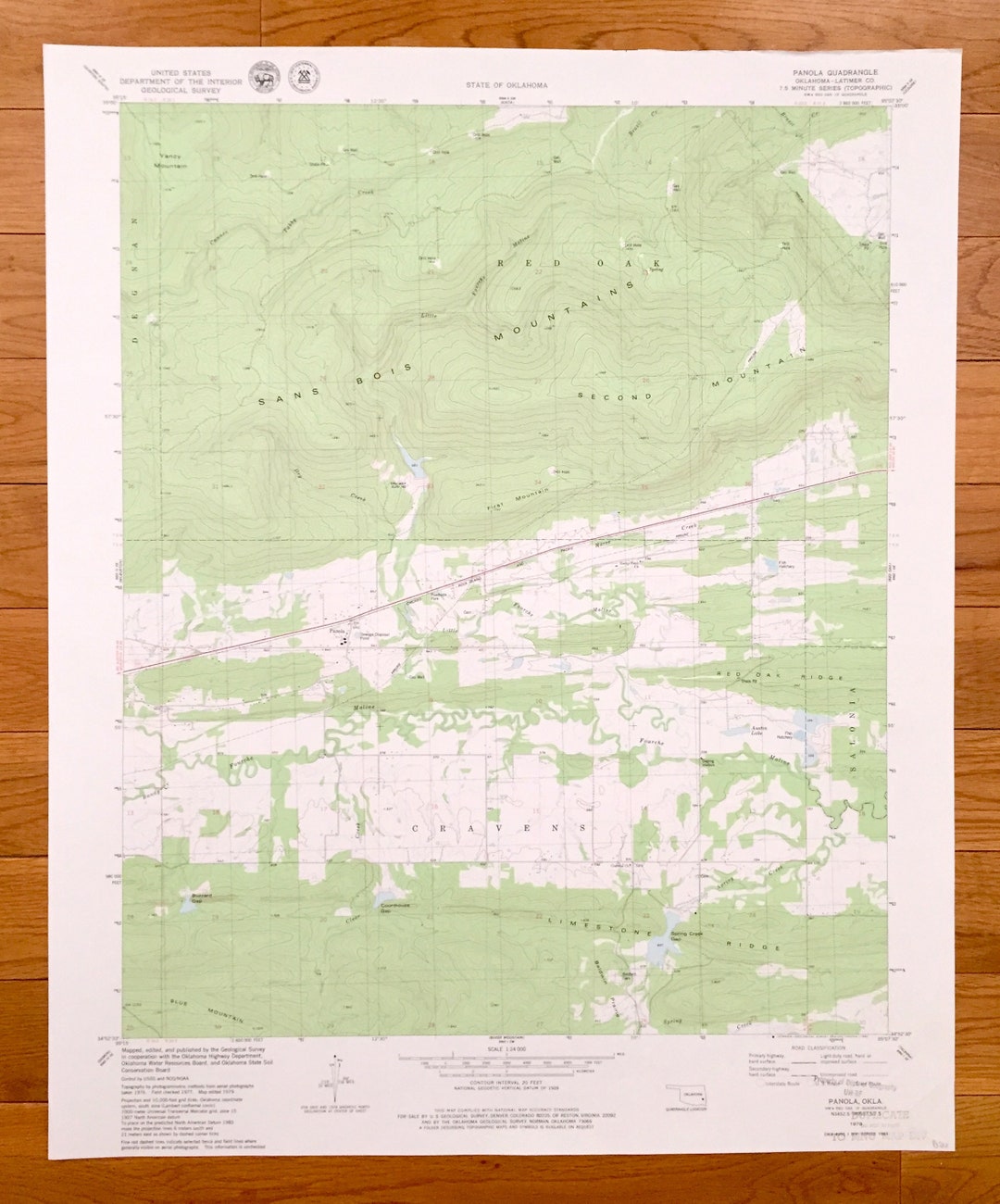 Antique Panola, Oklahoma 1979 US Geological Survey Topographic Map ...