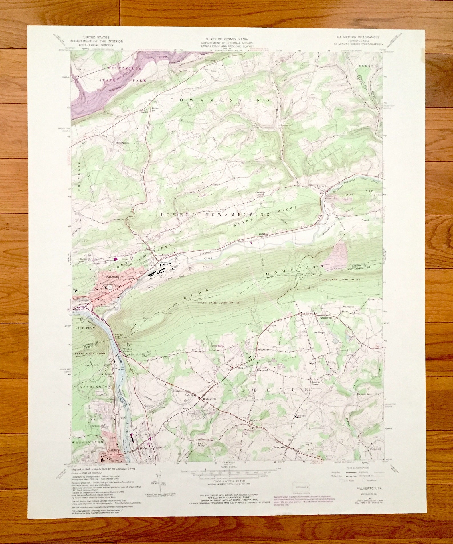Antique Palmerton, Pennsylvania 1960 US Geological Survey Topographic ...