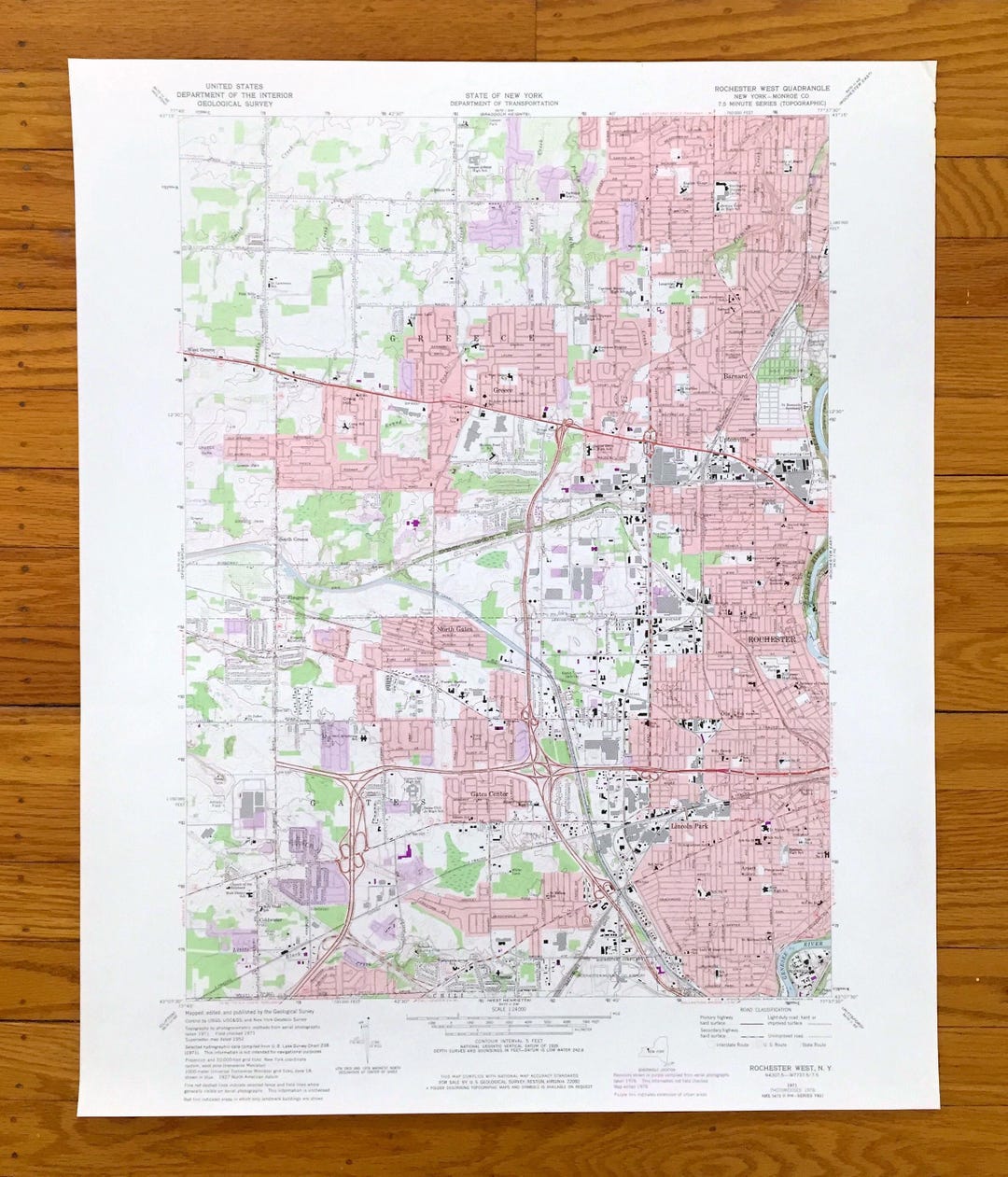 Antique Rochester West, New York 1971 US Geological Survey Topographic ...