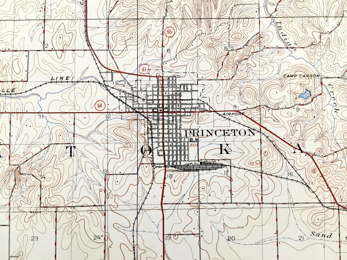 Antique Princeton, Indiana 1901 US Geological Survey Topographic Map ...