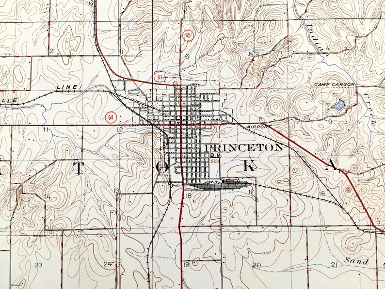 Antique Princeton, Indiana 1901 US Geological Survey Topographic Map ...