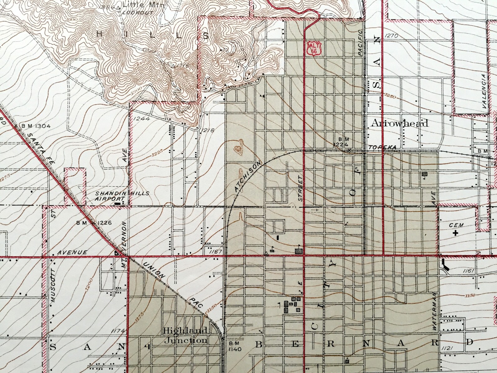 Antique San Bernardino and Arrowhead, California 1941 US Geological ...