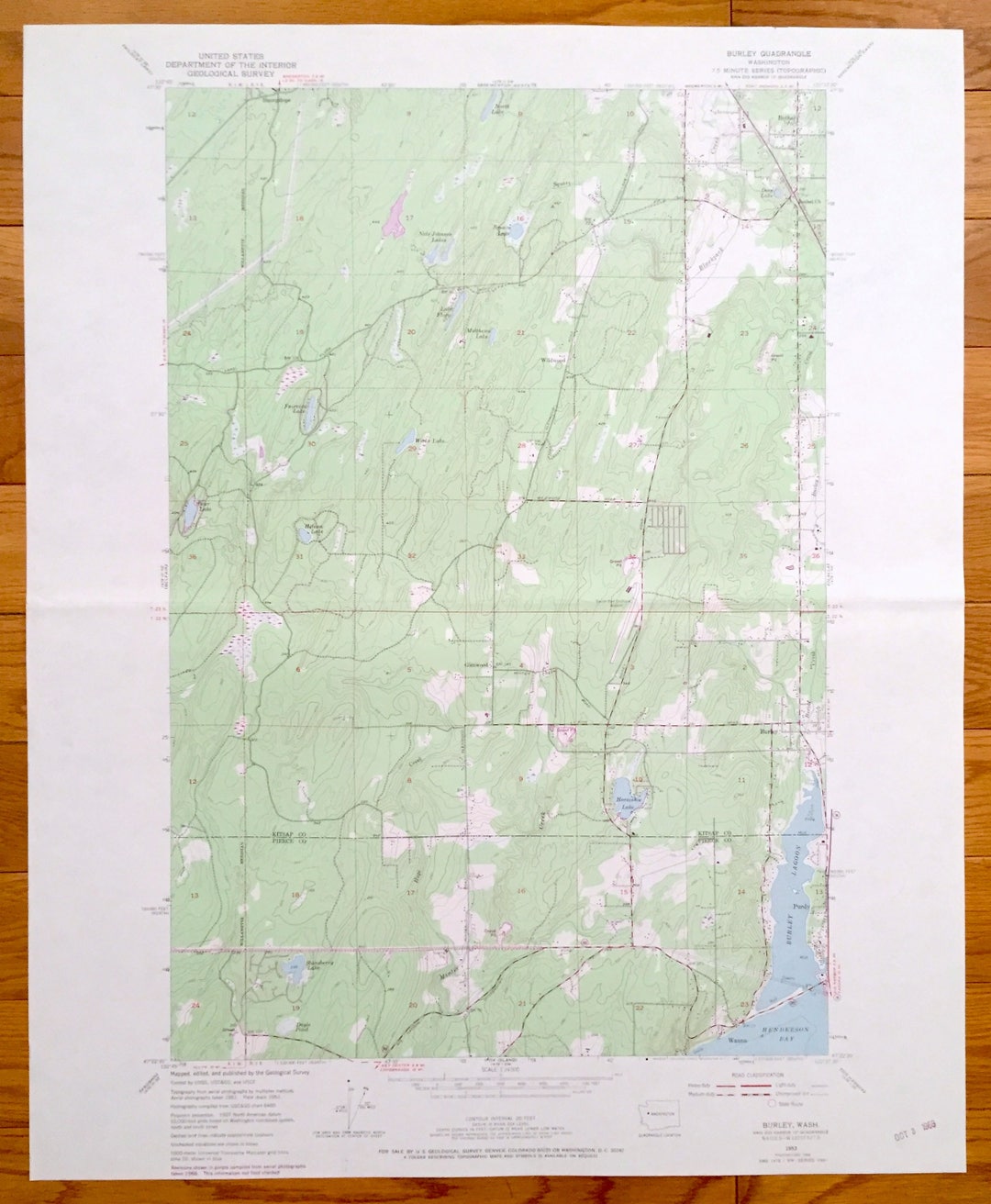 Antique Burley, Washington 1953 US Geological Survey Topographic Map ...