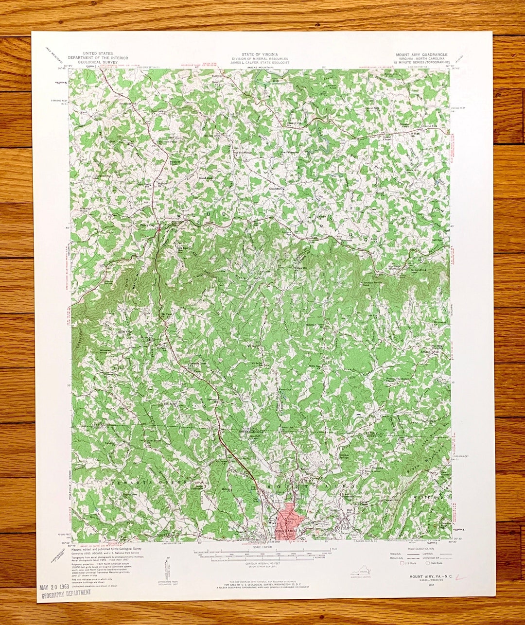 Antique Mount Airy, North Carolina 1957 US Geological Survey ...