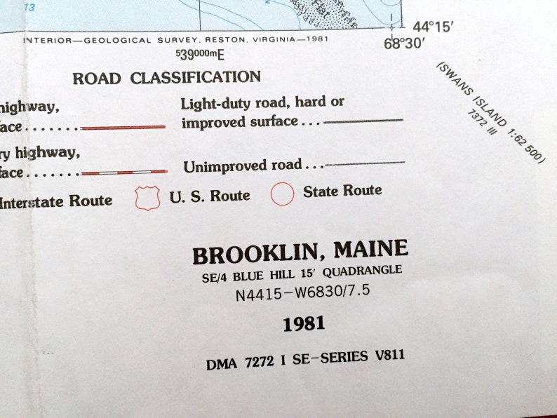 Antique Brooklin, Maine 1981 US Geological Survey Topographic Map ...