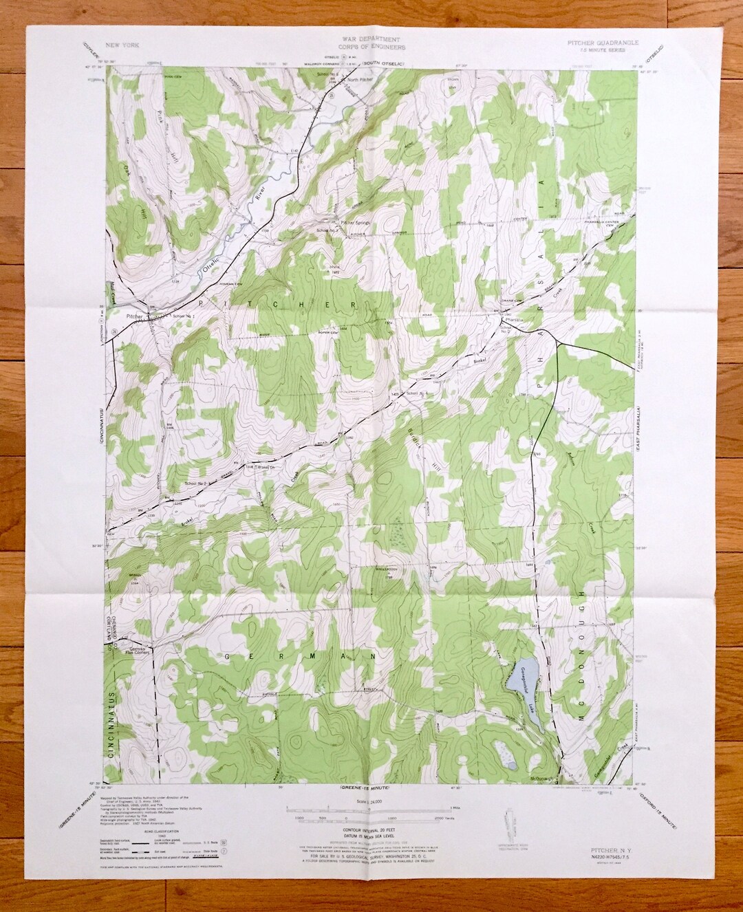 Antique Pitcher, New York 1944 US Geological Survey Topographic Map ...