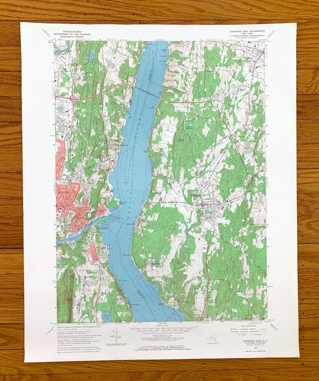 Antique Kingston, New York 1963 US Geological Survey Topographic Map ...