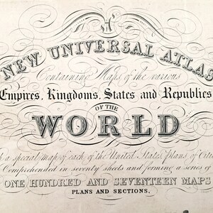 Antique 1847 Title Page From S.A. Mitchell New Universal Atlas ...