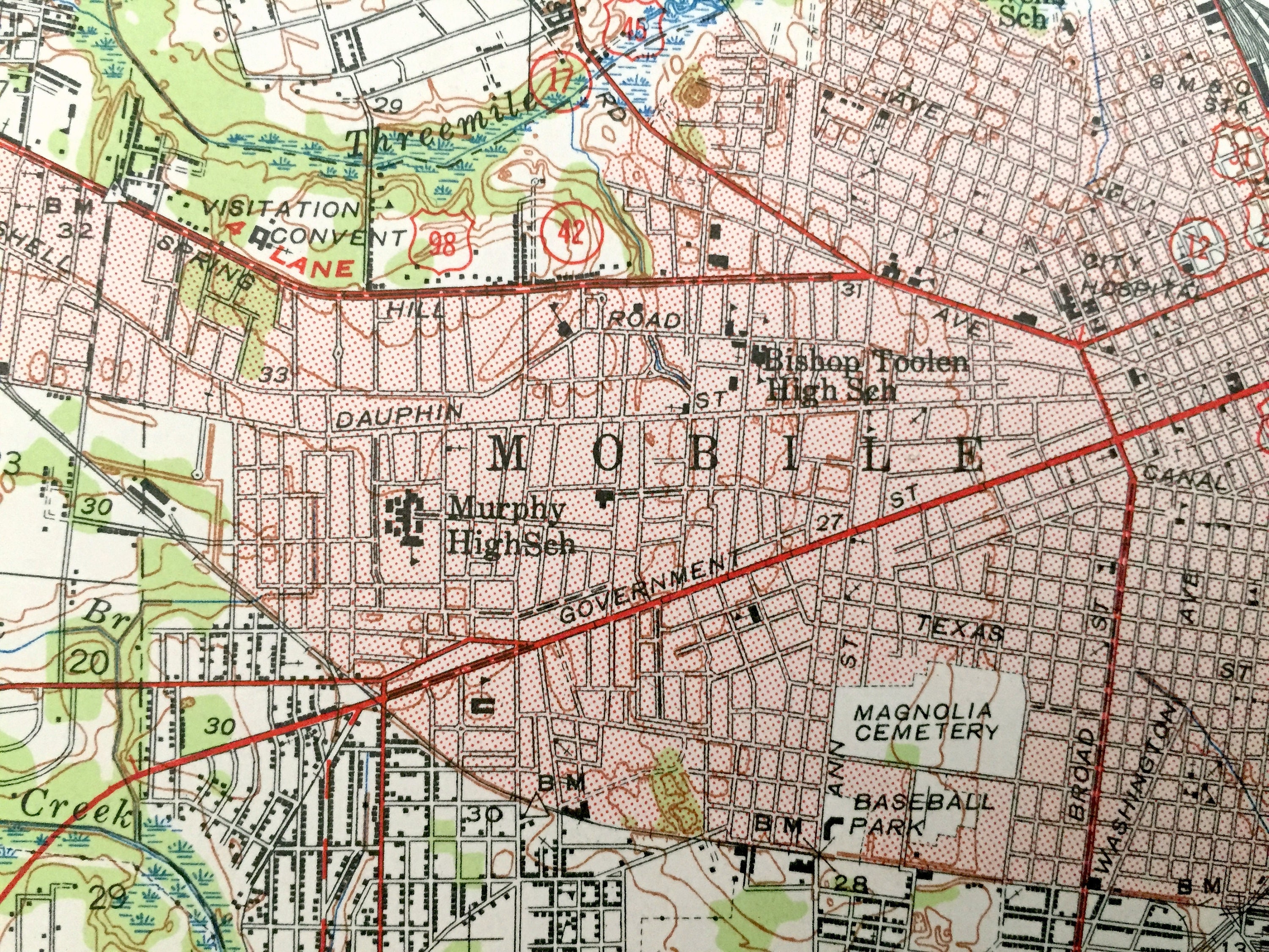 Antique Mobile, Albm 1940 US Geological Survey Topographic Map Baldwin ...