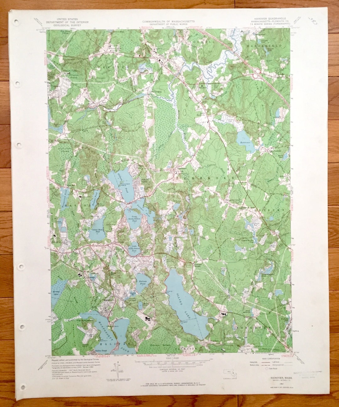Antique Hanover, Massachusetts 1962 US Geological Survey Topographic ...