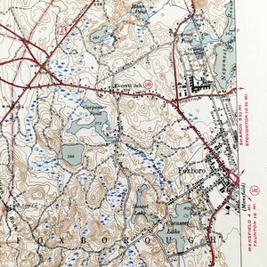 Antique Wrentham, Massachusetts 1940 US Geological Survey Topographic ...