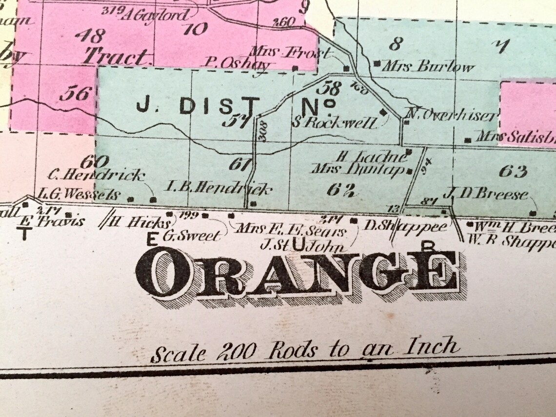 Antique 1874 Orange New York Map from Pomeroy Whitman & Co. | Etsy