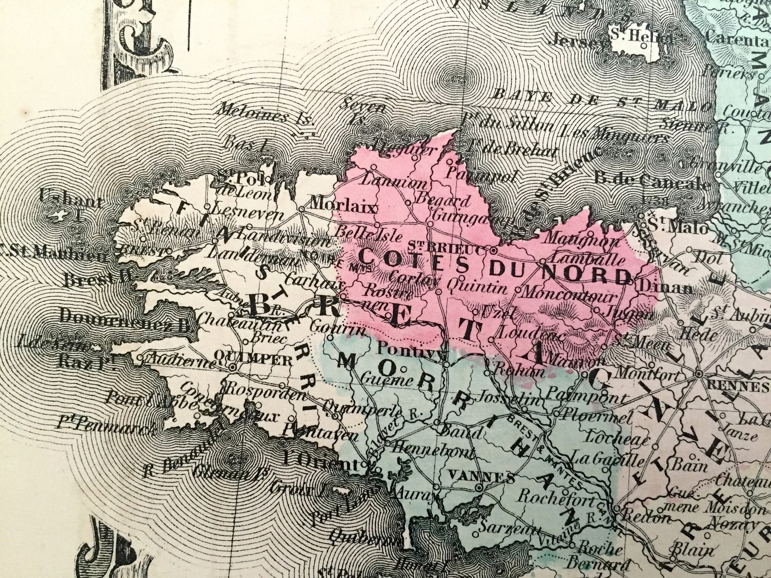 Antique 1864 France, Holland & Belgium Map by Johnson and Ward – Paris ...