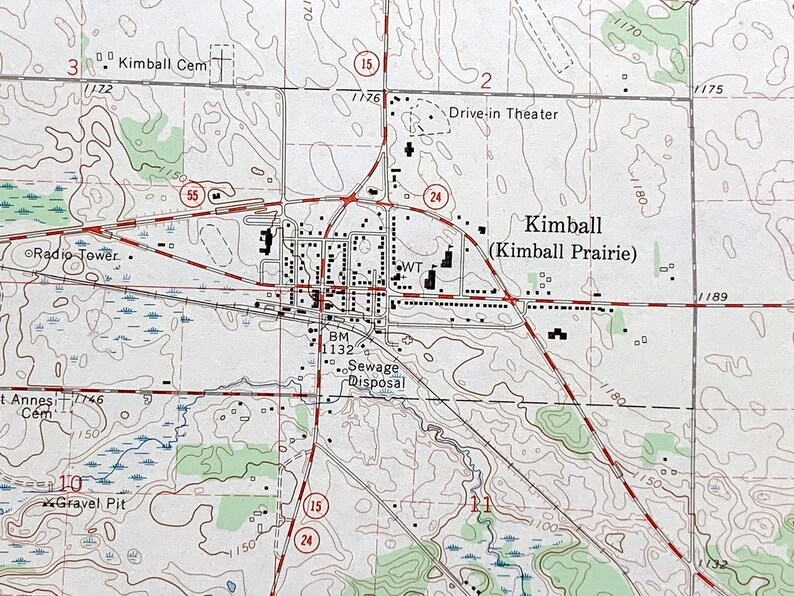 Antique Kimball, Minnesota 1967 US Geological Survey Topographic Map ...