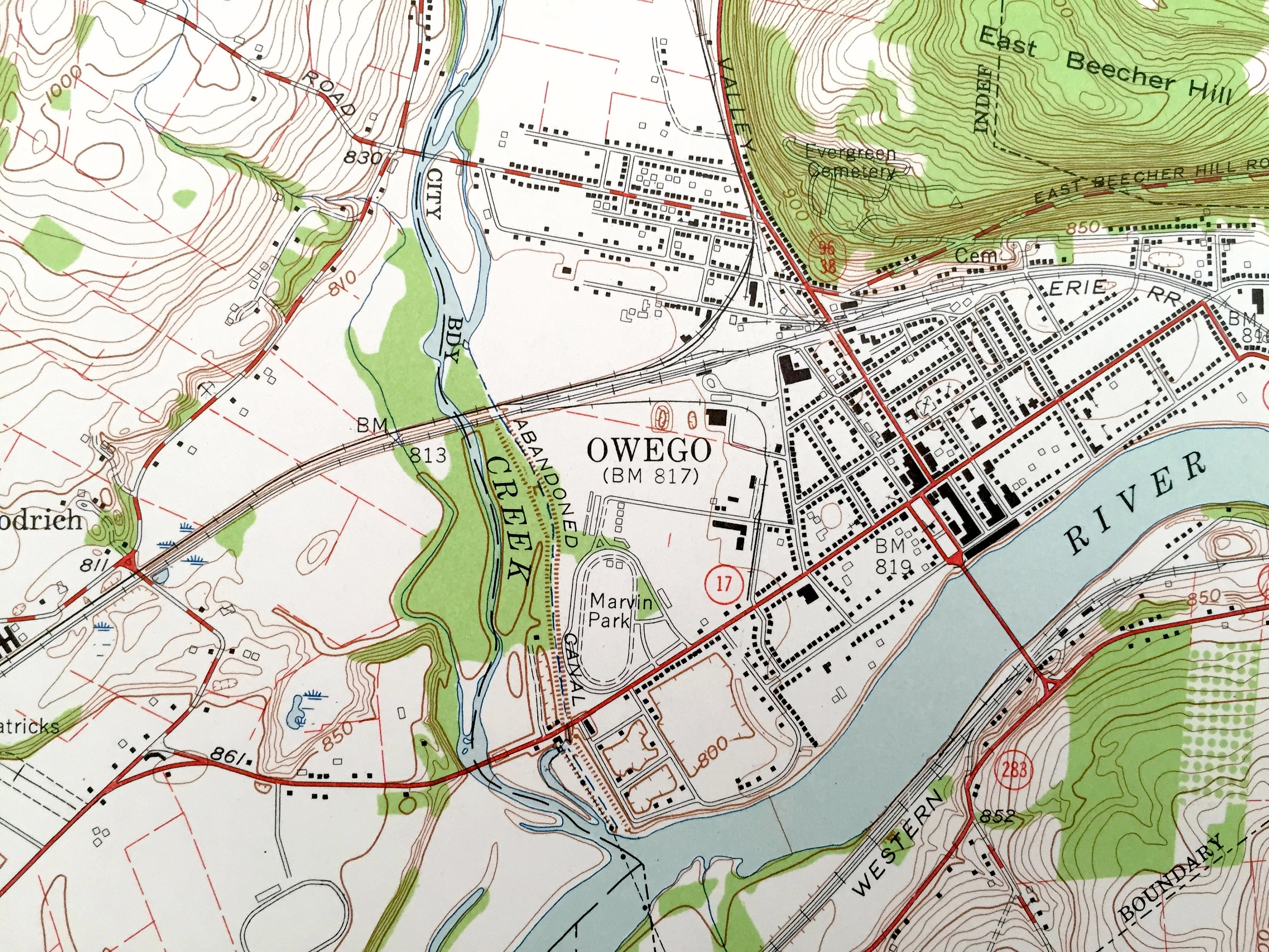 Antique Owego New York 1956 US Geological Survey Topographic | Etsy