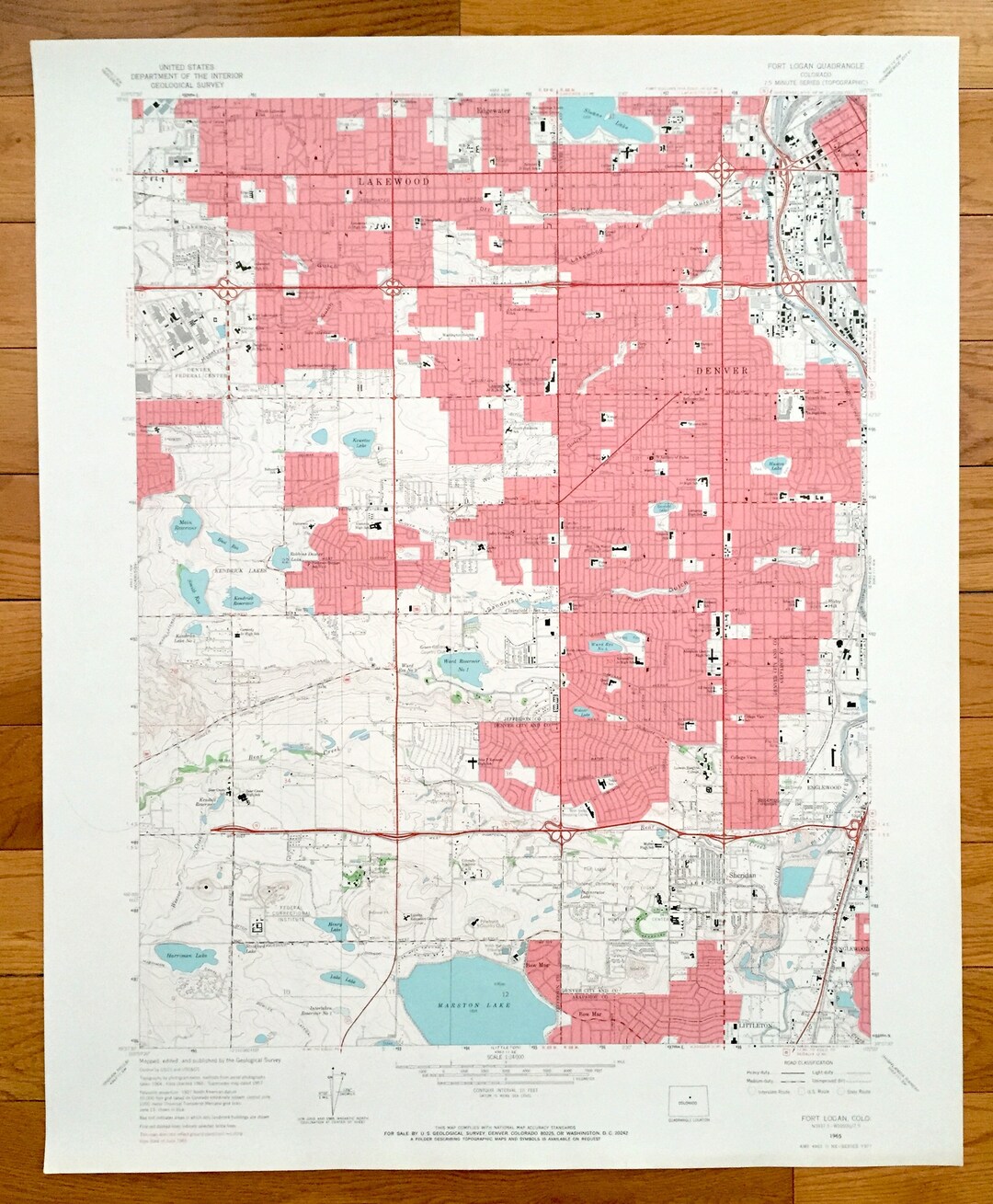 Antique Fort Logan, Colorado 1965 US Geological Survey Topographic Map ...