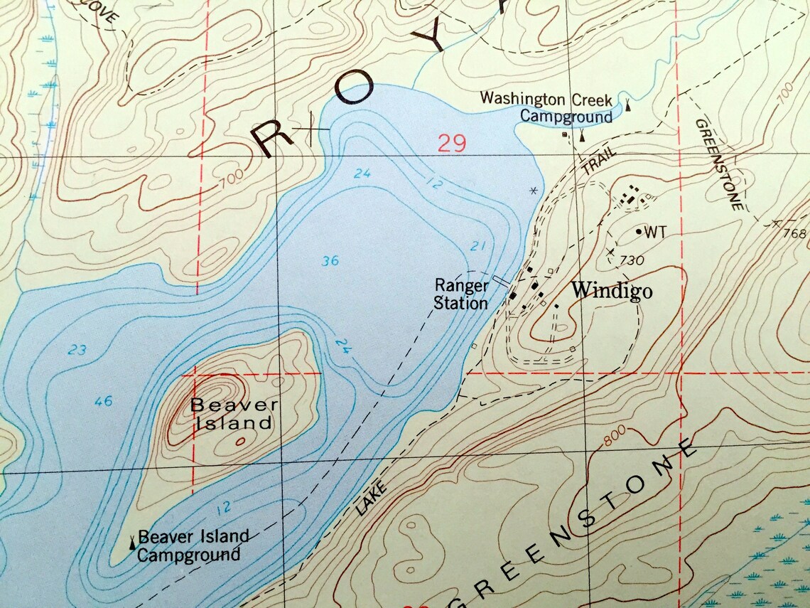 Antique Windigo, Michigan 1985 US Geological Survey Topographic Map ...